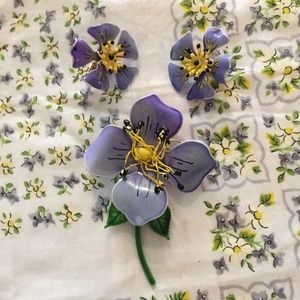 Vintage | Jewelry | Vintage Purple Pin And Earrings Set | Poshmark
